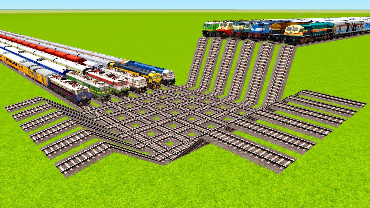 Twelve Trains Dangerously Accident And Moving On Broken Stair Railway