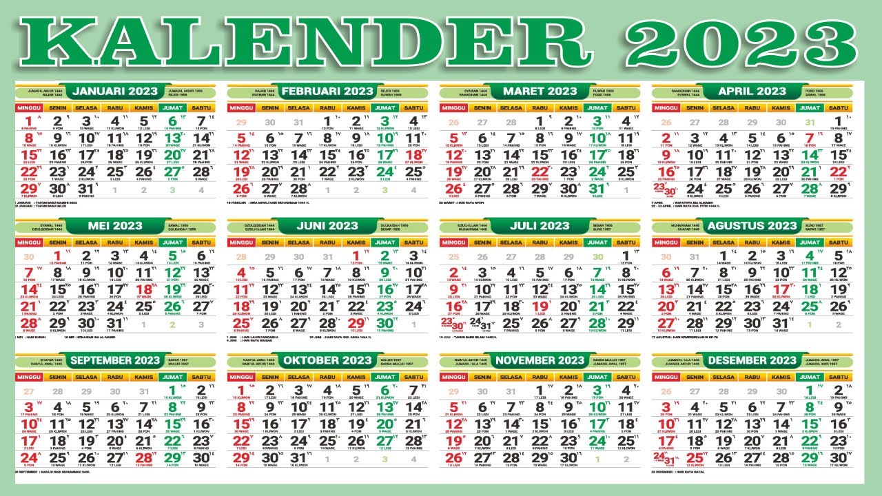Calendar 2023 Indonesia Version With Public Holiday Youtube