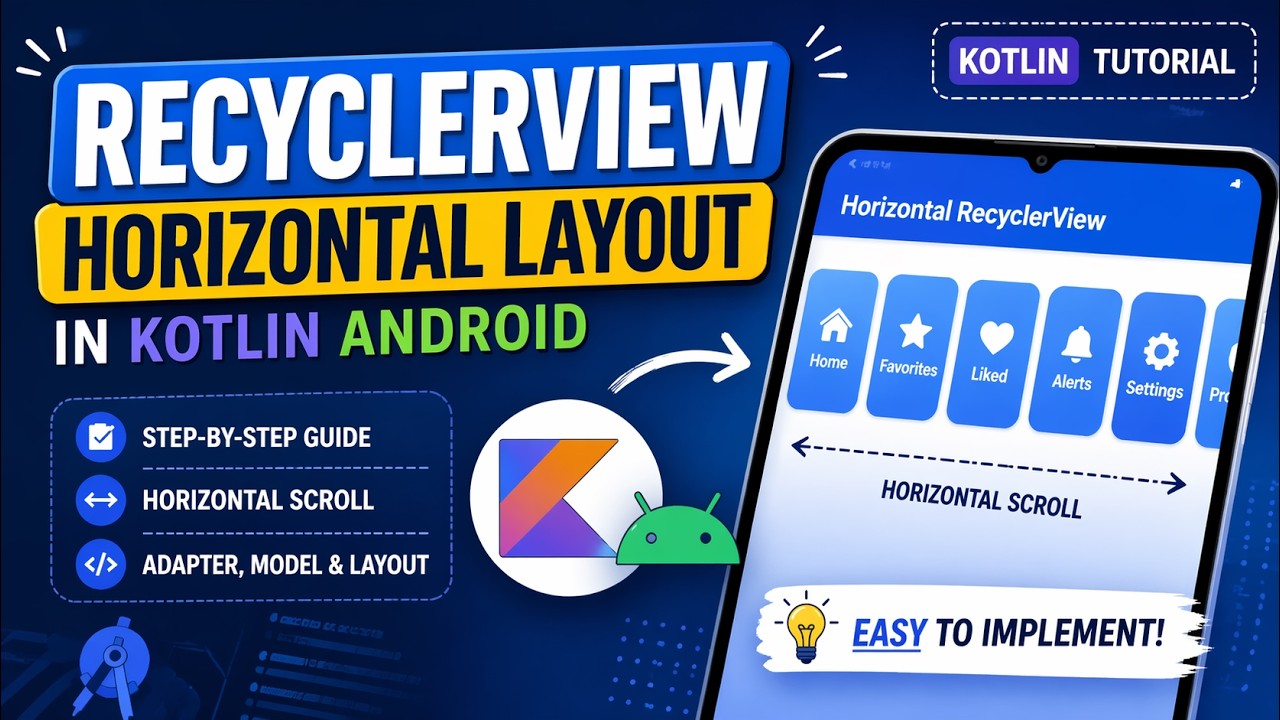 Android Recycler View Horizontal Layout Tutorial In Kotlin Youtube