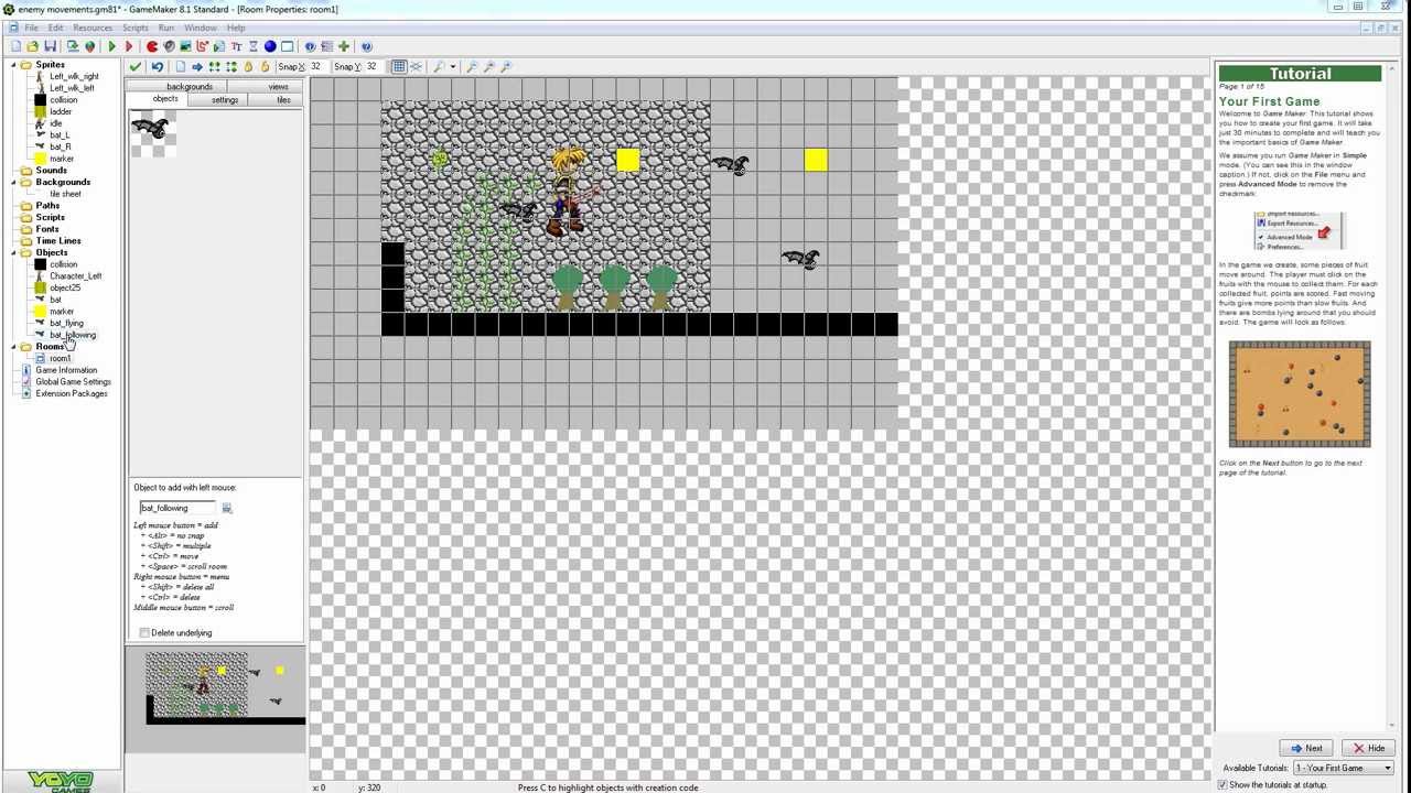 Art155 Part 4 Game Maker Enemy Movements Tutorial Youtube