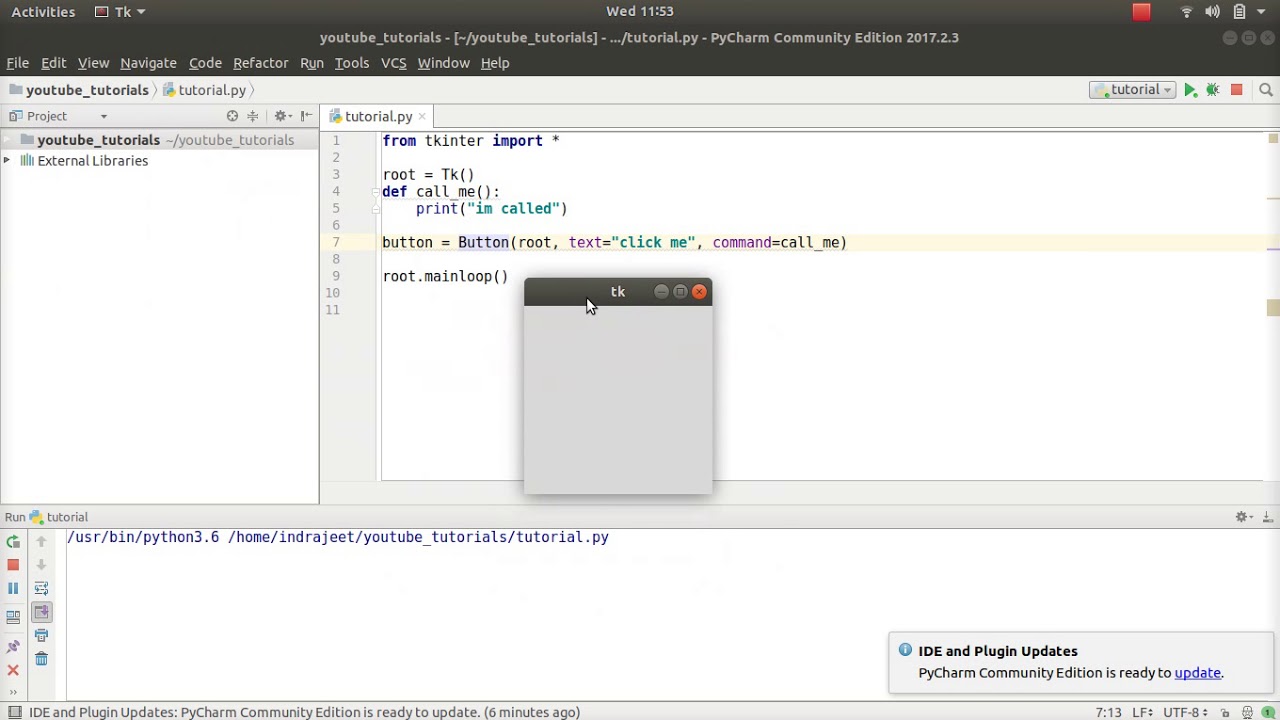 Python Gui Tutorial 5 Binding Functions To Buttons Youtube