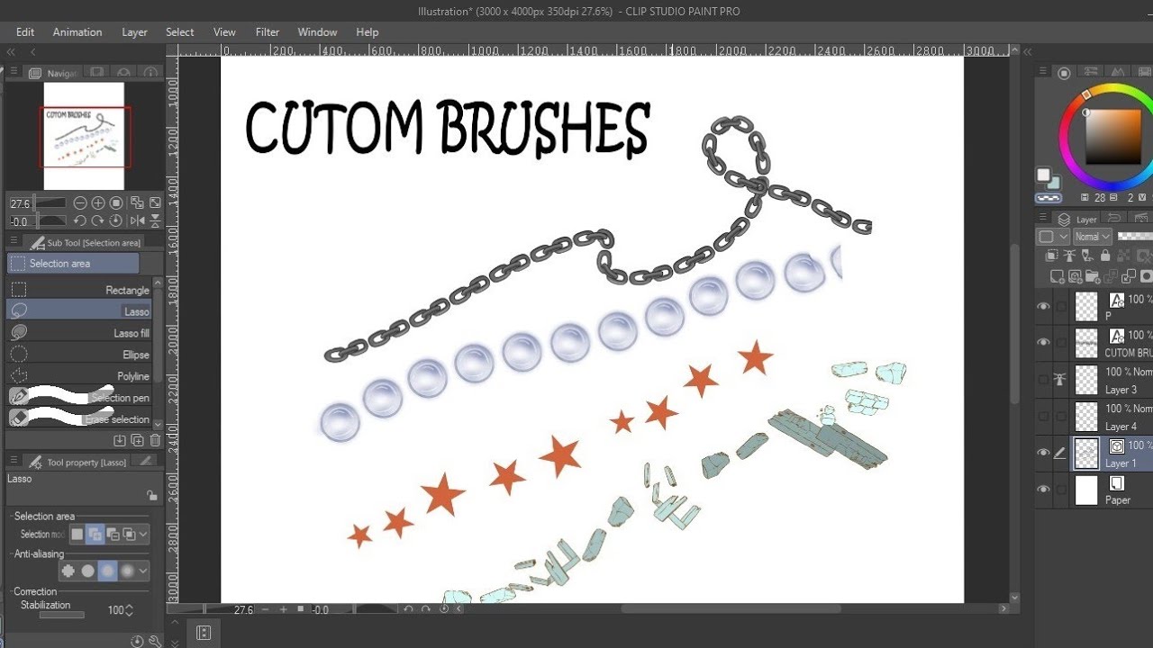 How To Make Custom Brush In Clip Studio Paint Csp Tutorial Youtube