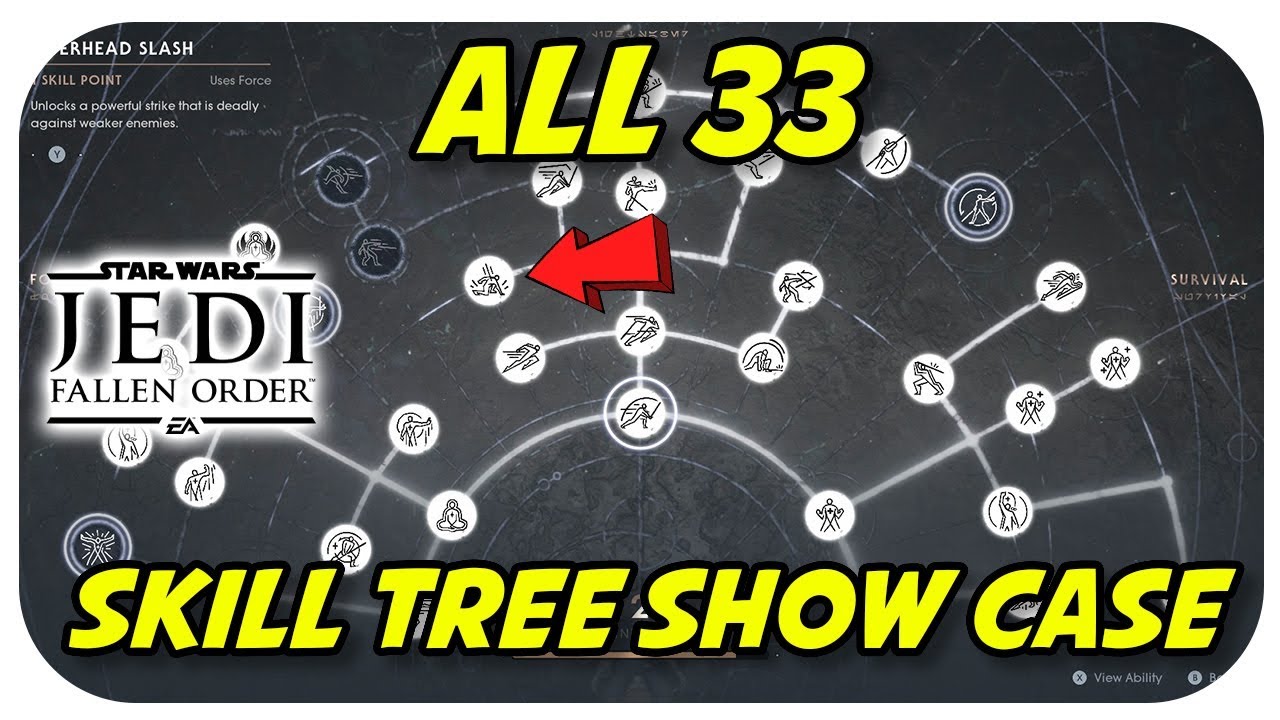 Star Wars Jedi Fallen Order All Skill Tree Abilities Max Level Youtube