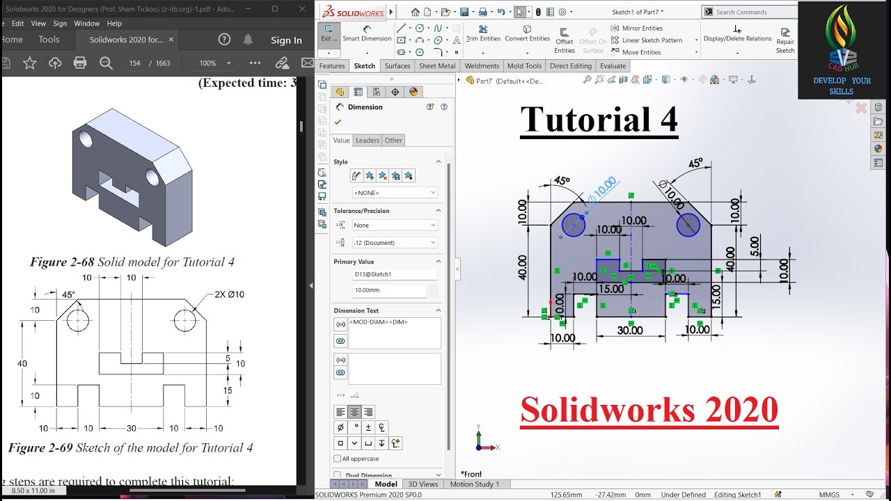 Tutorial 4 Sketch In Solidworks 2020 Youtube