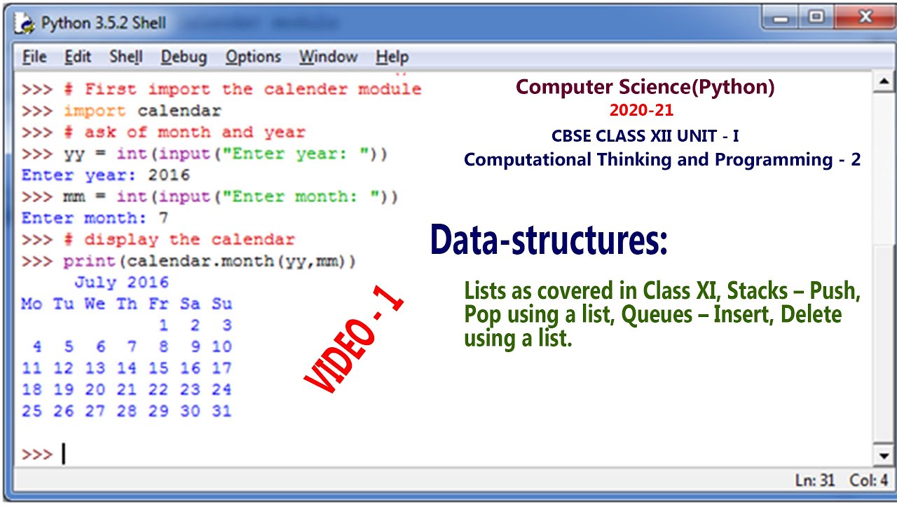Python Data Structures List Computer Science Class Xii 2020 21