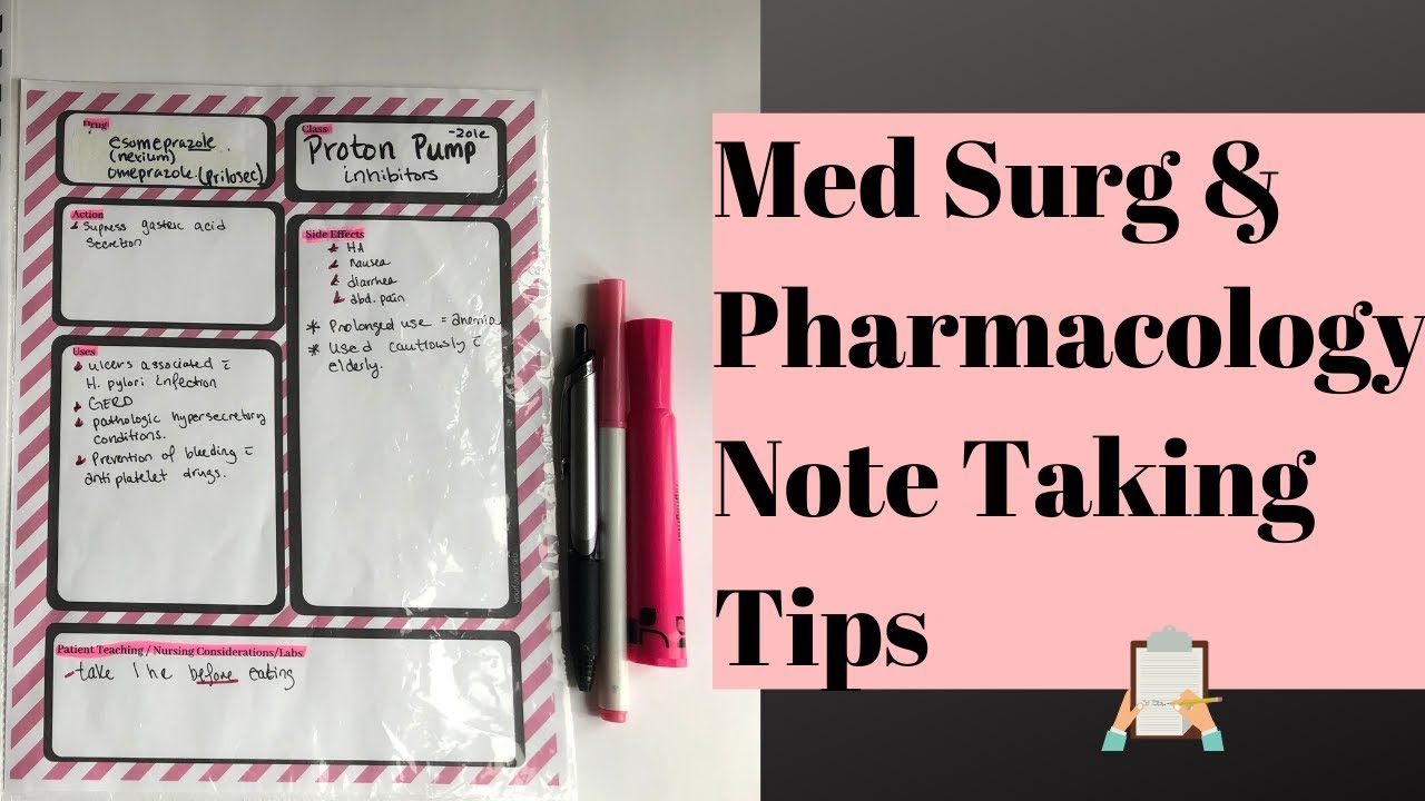 Med Surg Pharmacology Note Taking Tips Youtube