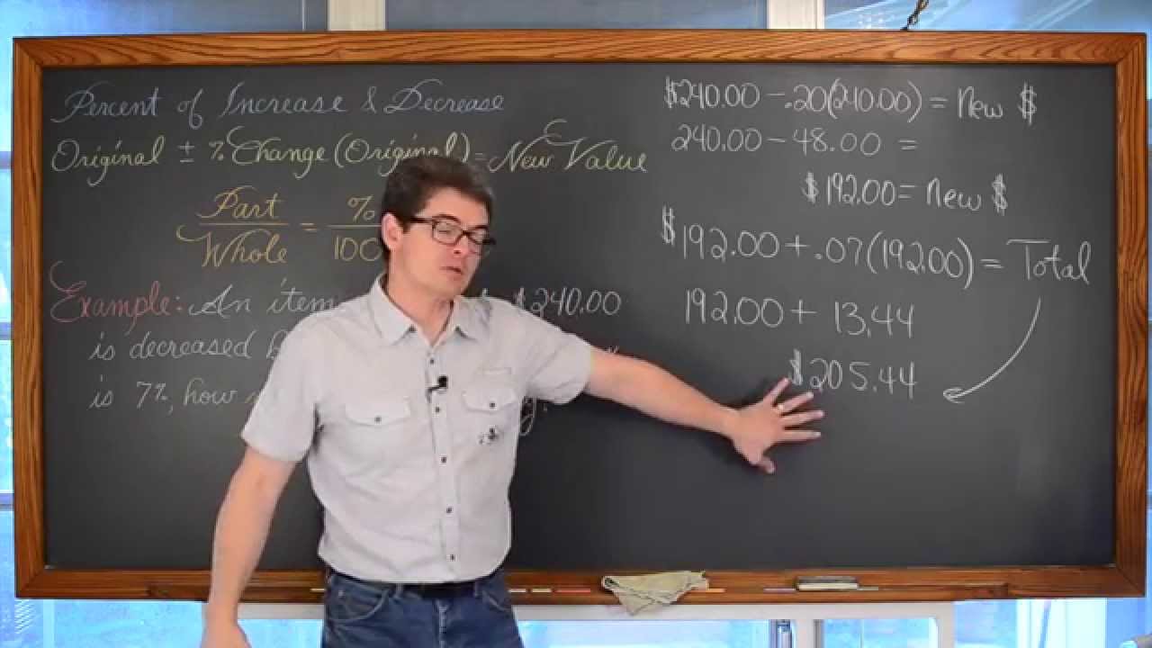 Percent Of Change Increase And Decrease 3 Examples Youtube