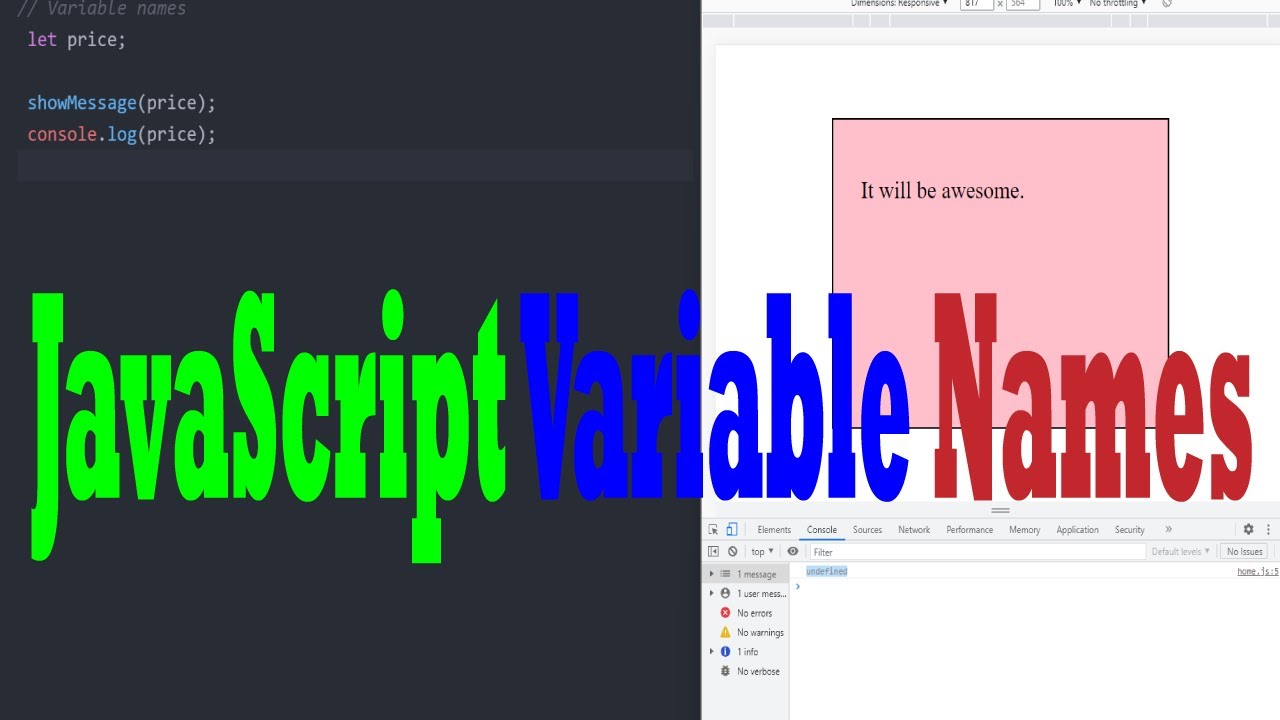 Javascript Tutorials Variable Names 03 Youtube