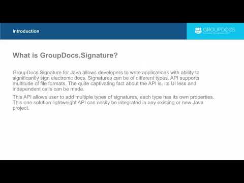 Groupdocs Signature For Java Introduction Youtube
