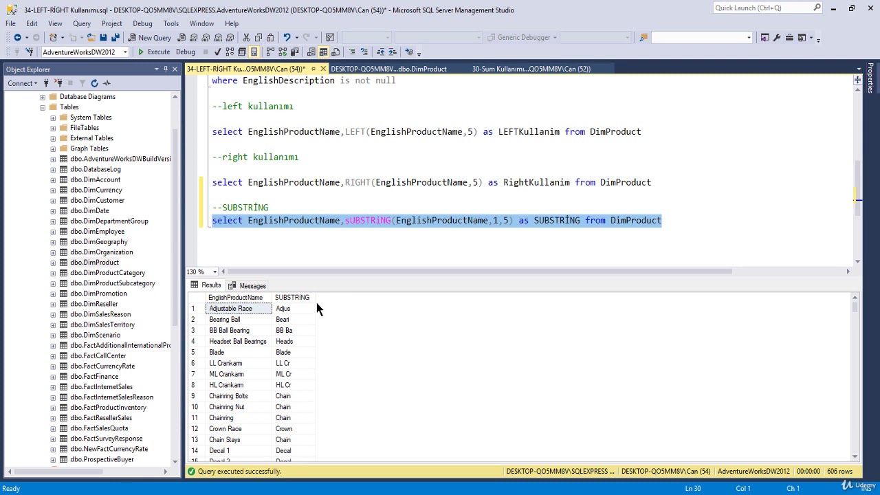 Sql Substring Kullanımı Youtube