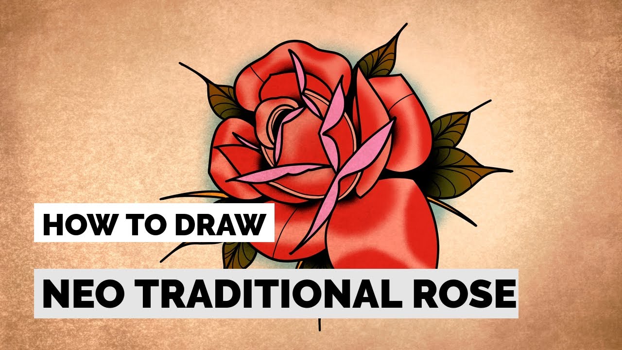 How To Draw Neo Traditional Rose Tattoo Drawing Tutorial Youtube