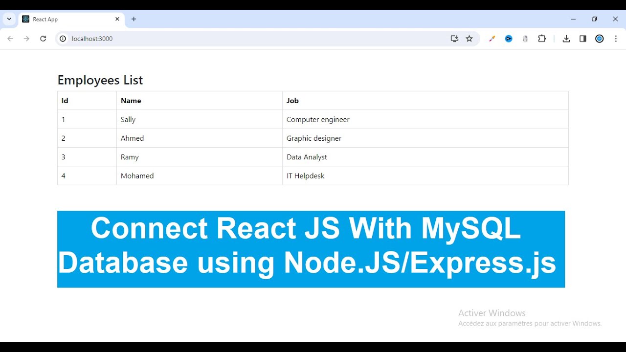 Connect React Js With Mysql Database Using Node Js And Express Js Youtube