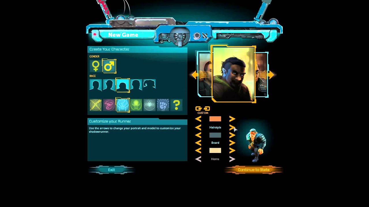Shadowrun Returns Opening Menu And Character Creation Youtube