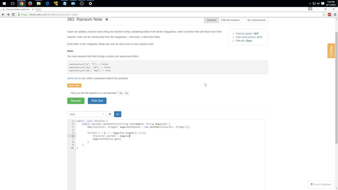 Leetcode Ransom Note Youtube
