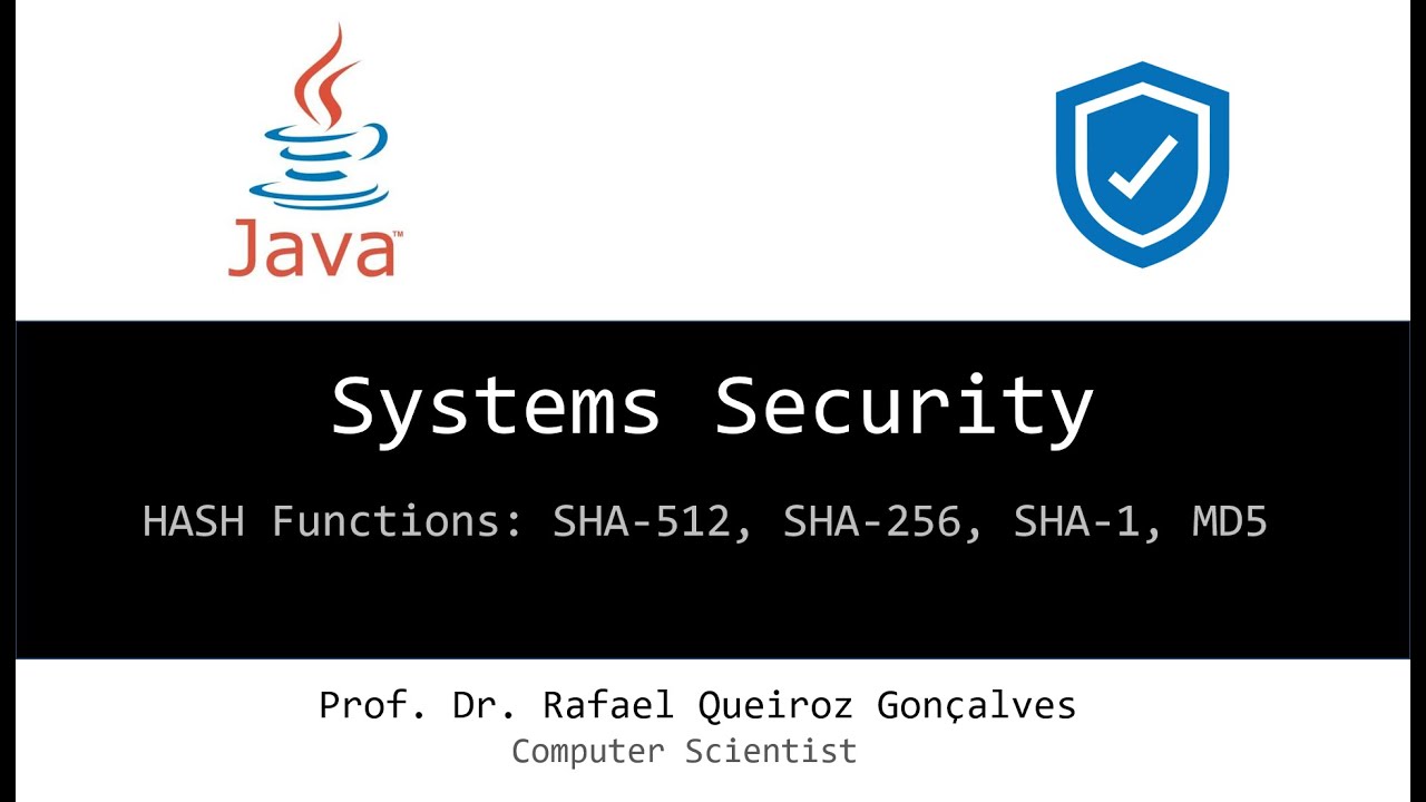 Hash Functions Sha 512 Sha 256 Sha 1 Md5 Java Youtube