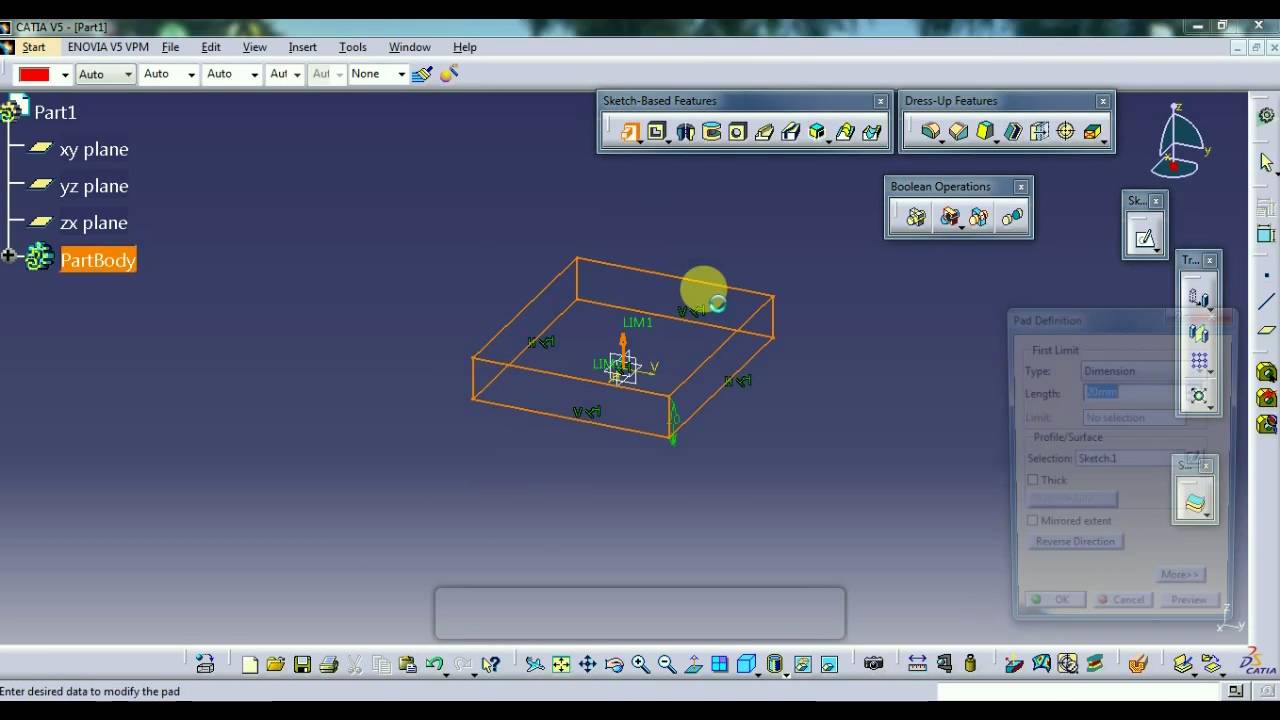 Catia Boolean Operations Add Remove Intersect Youtube