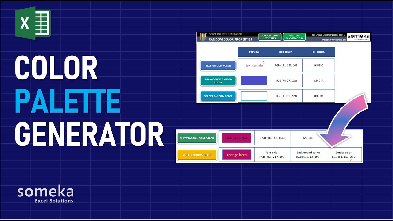 Color Palette Generator Excel Template Youtube