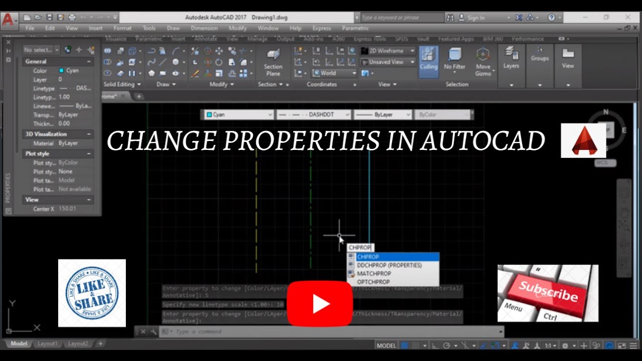 Autocad How To Change Property In Autocad Learn Autocad Free Youtube