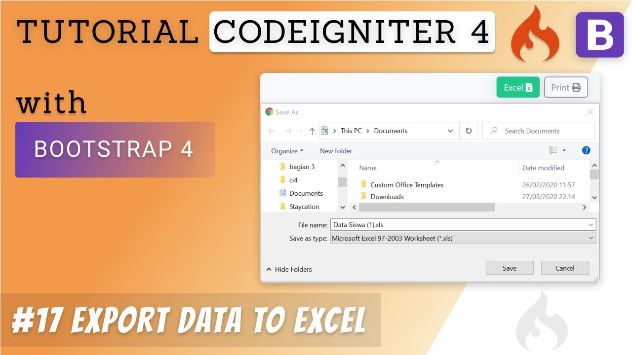 17 Export Data Ke Excel Tutorial Codeigniter 4 Bootstrap 4 Youtube