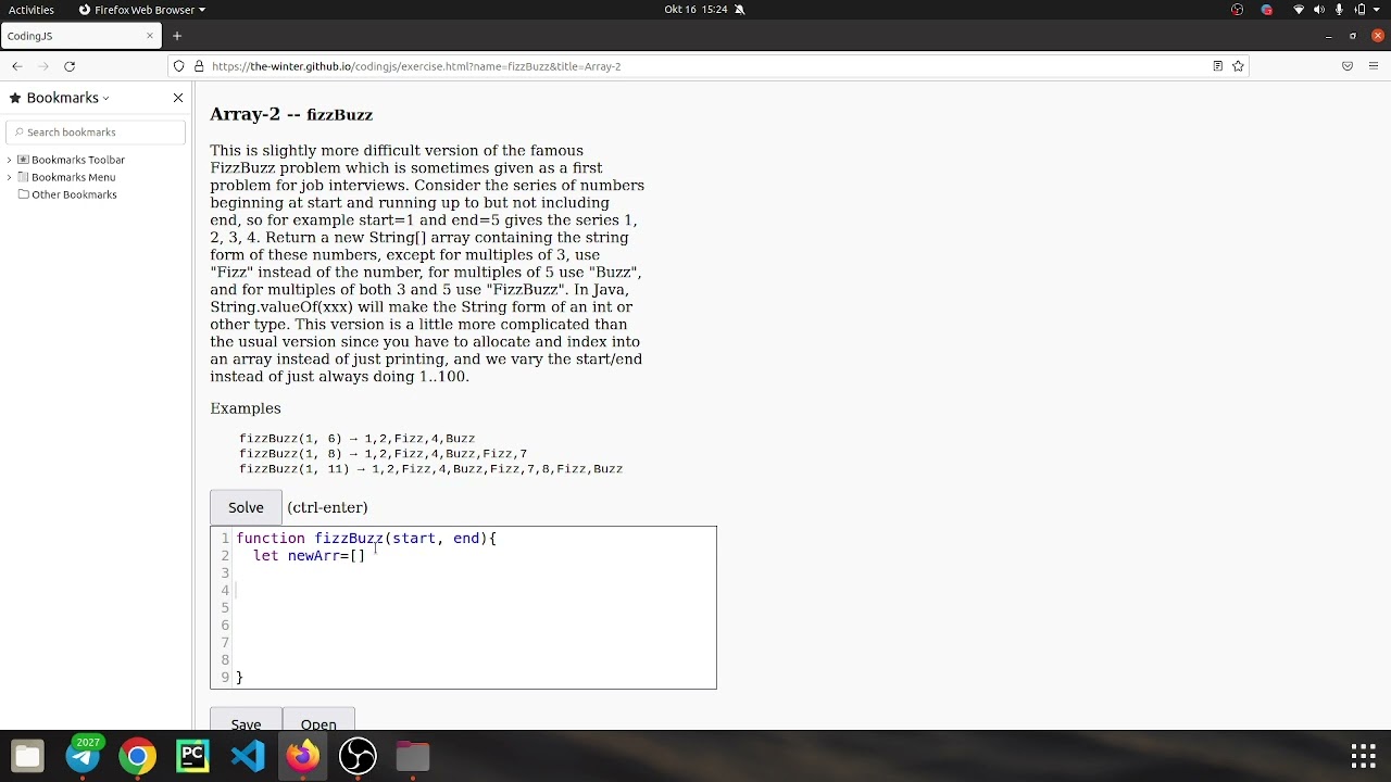Javascript Codingjs Array 2 Fizzbuzz Solution Youtube