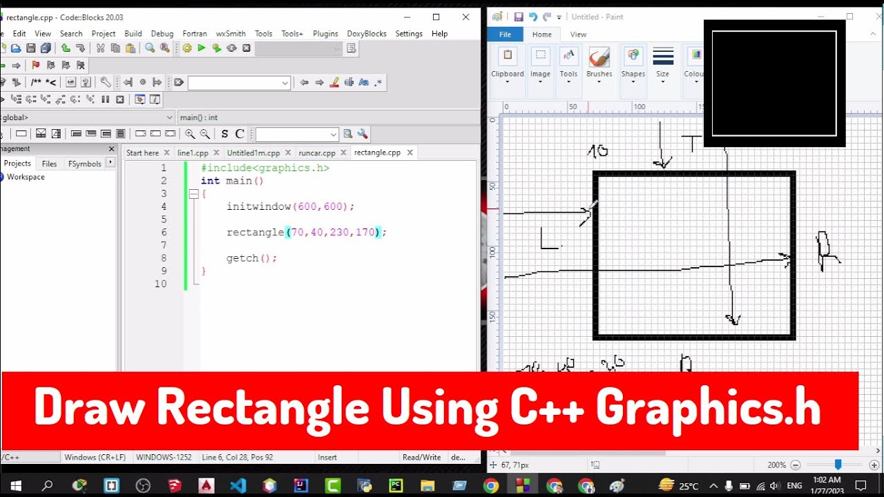 How To Draw Rectangle In Graphics H Dev C C Graphics Lec 6