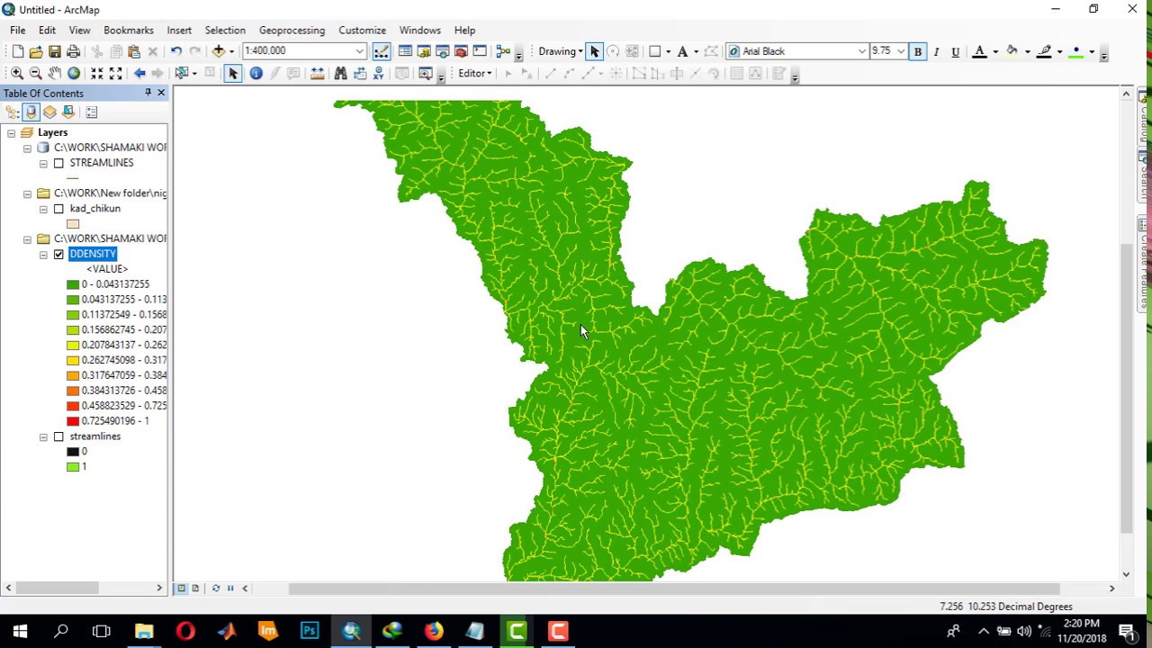 Creating A Drainage Density Using Focal Statistics Youtube