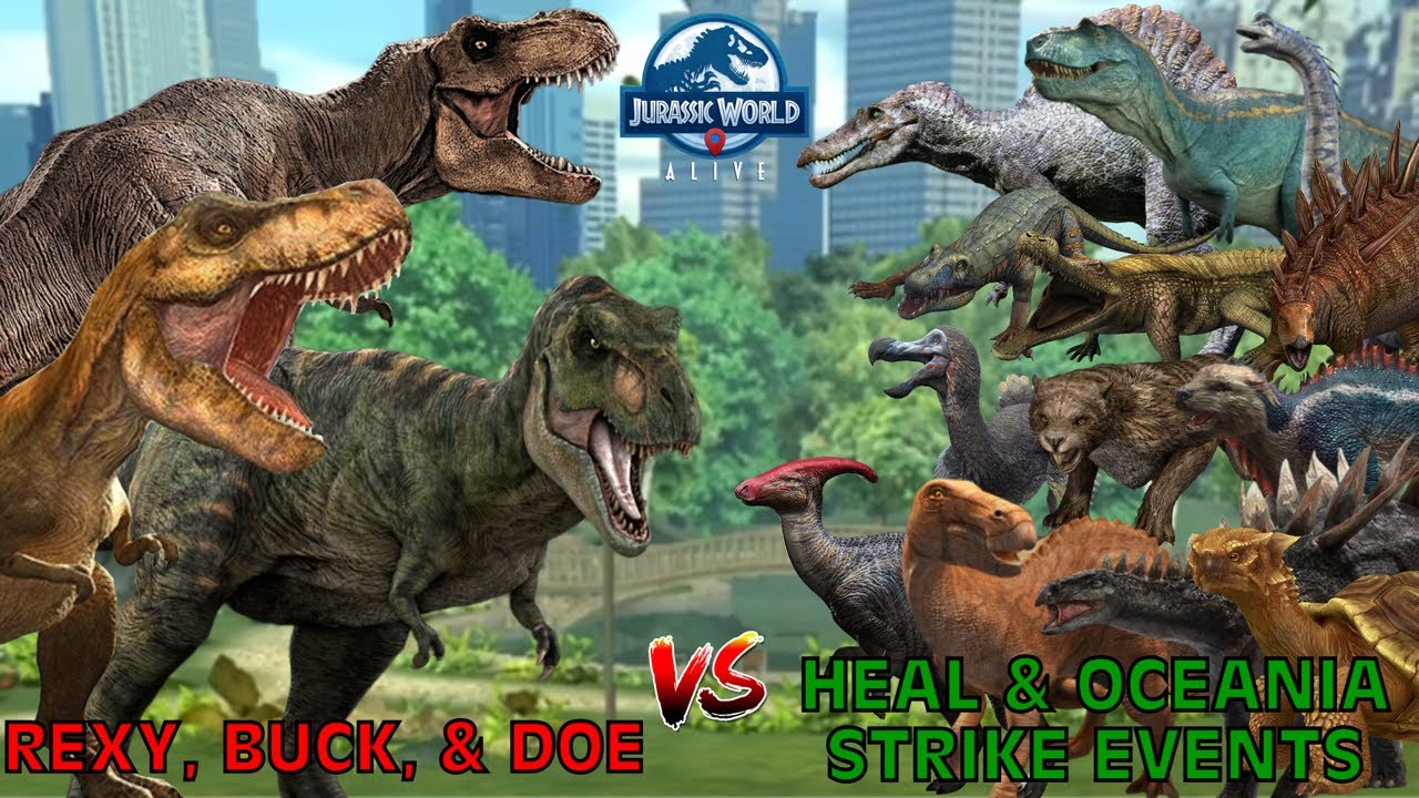 Rexy Buck Doe Vs Heal Oceania Strike Events Jurassic World