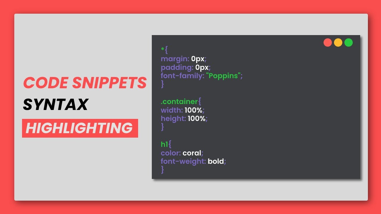 Code Snippets Syntax Highlighting Html Css And Js Youtube