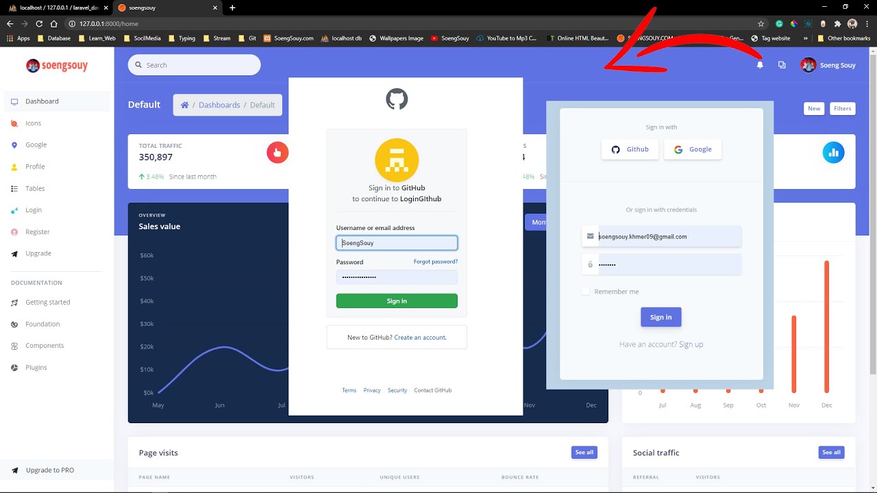 Login With Github Admin Dashboard Laravel 8 Youtube
