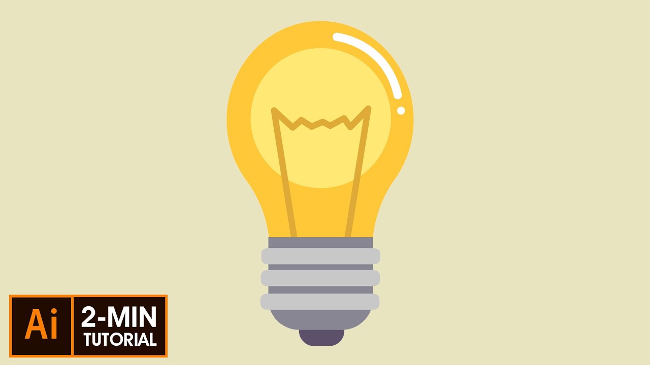Flat Design Light Bulb Illustrator Tutorial Youtube