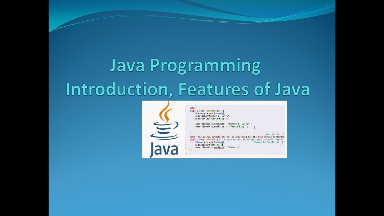 Java Programming Introduction Features Of Java Youtube