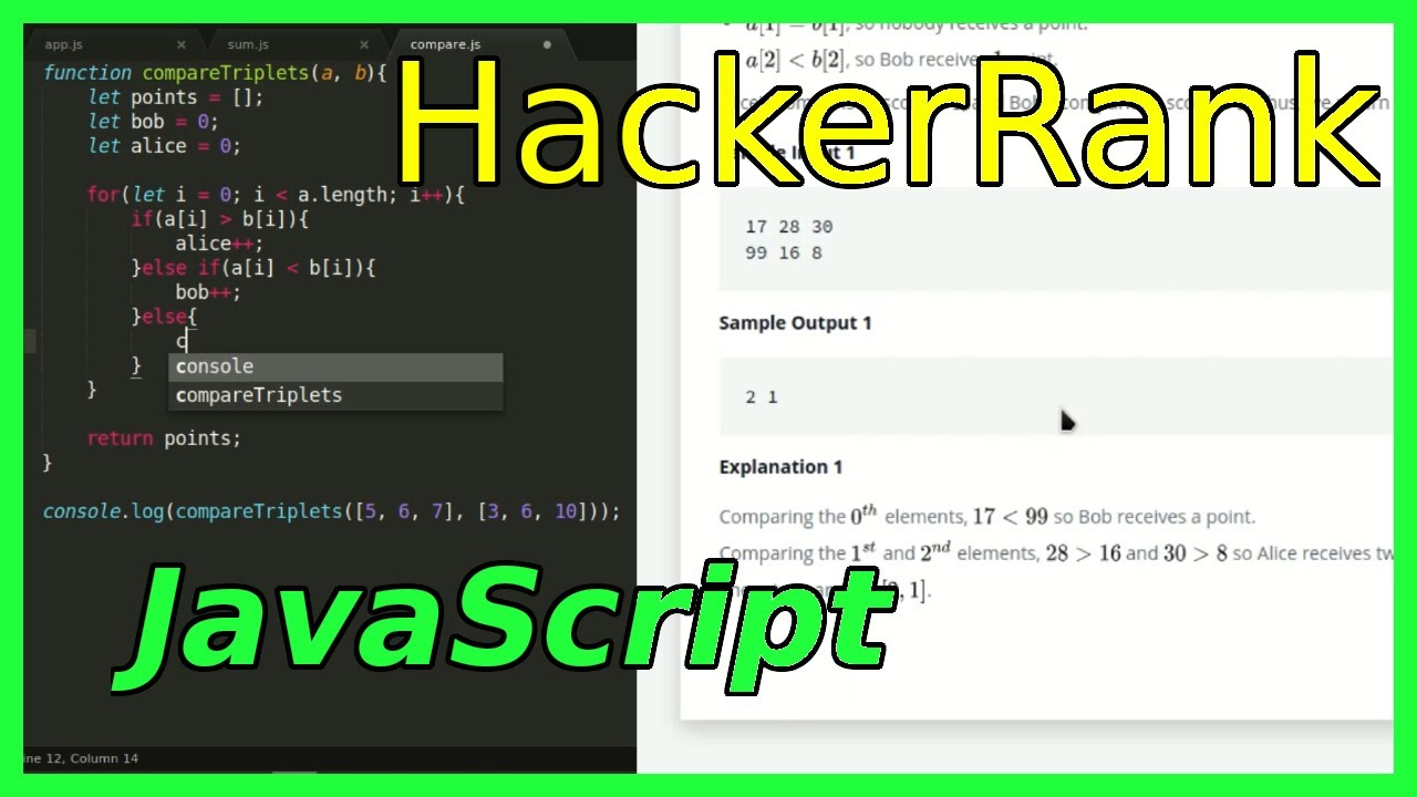 Compare The Triplets Javascript Hackerrank Challenge Youtube
