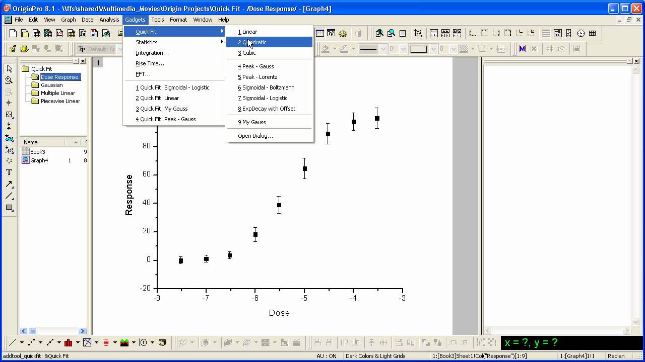 Curve Fitting Origin Quick Fit Gadget Part 2 Fitting Multiple Data