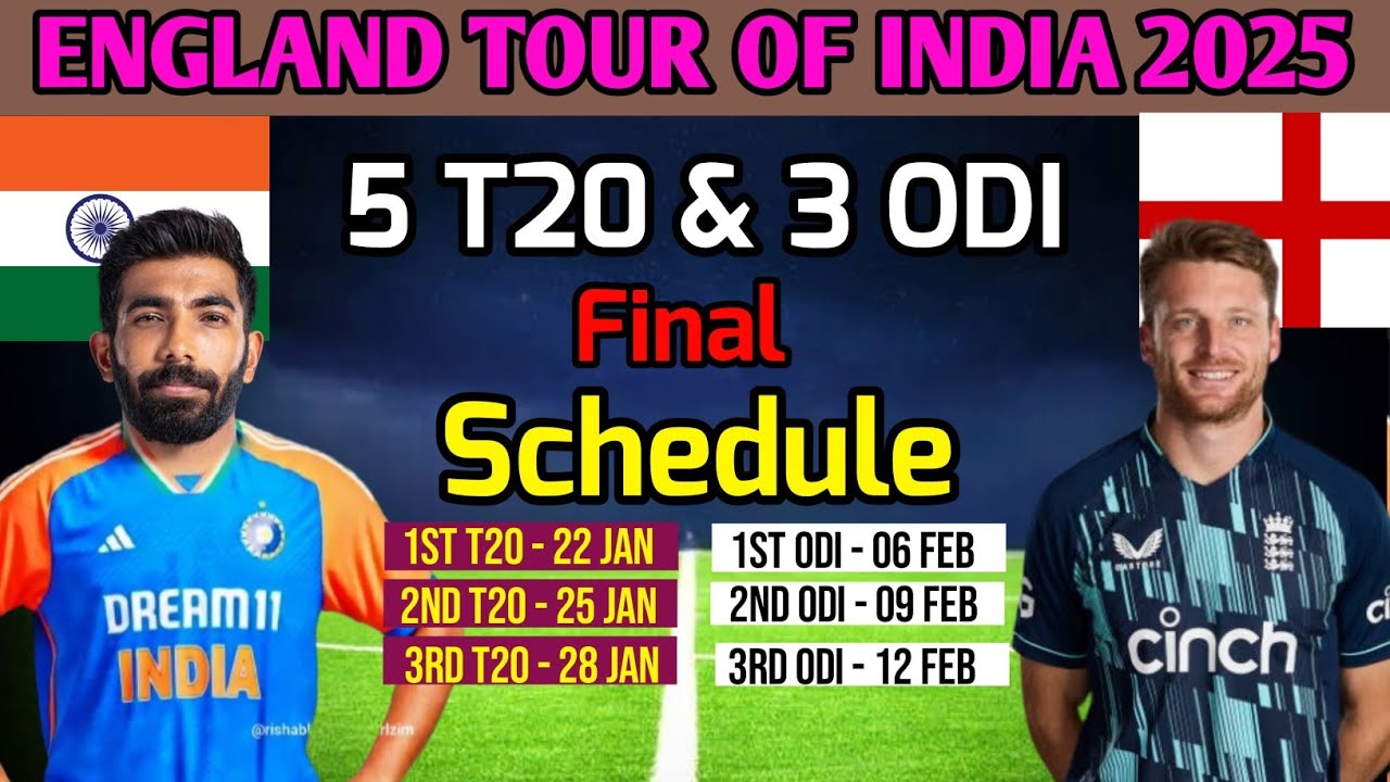 India Vs England T20 Odi Series Full Schedule India Vs England T20