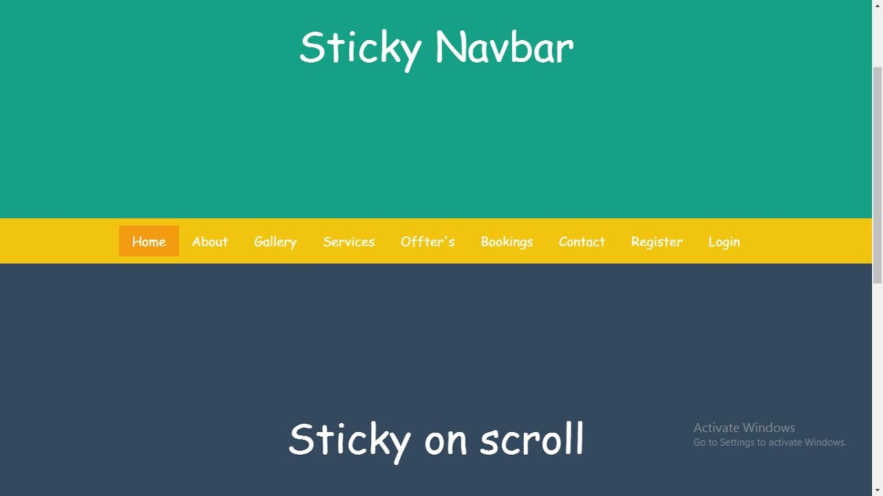 Smooth Sticky Navbar On Scroll Css Navigation Bar Tutorial In Hindi