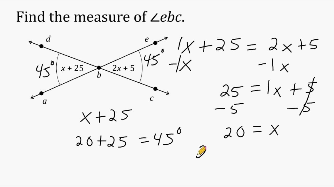 Solving Equations With Vertical Angles Tessshebaylo