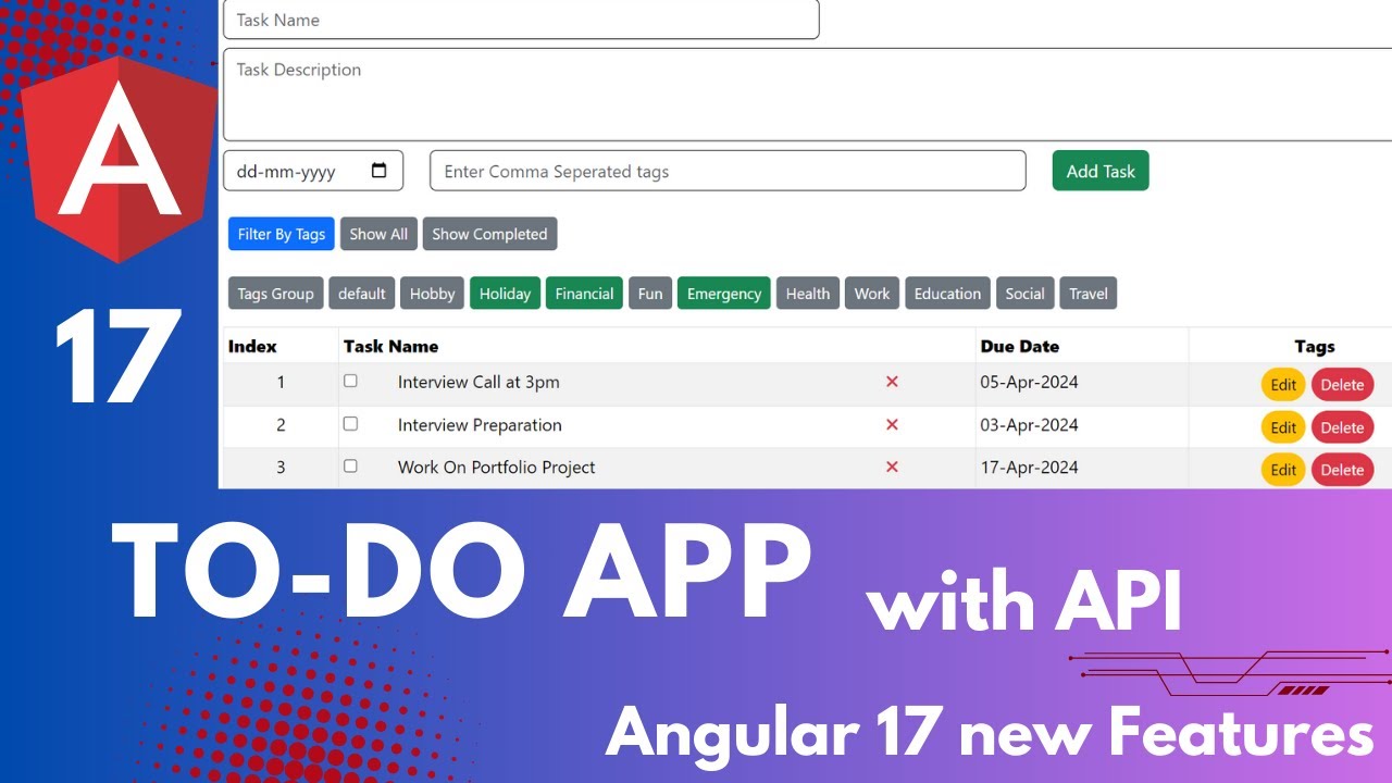 Todo App In Angular 17 Task List App In Angular With Api Angular