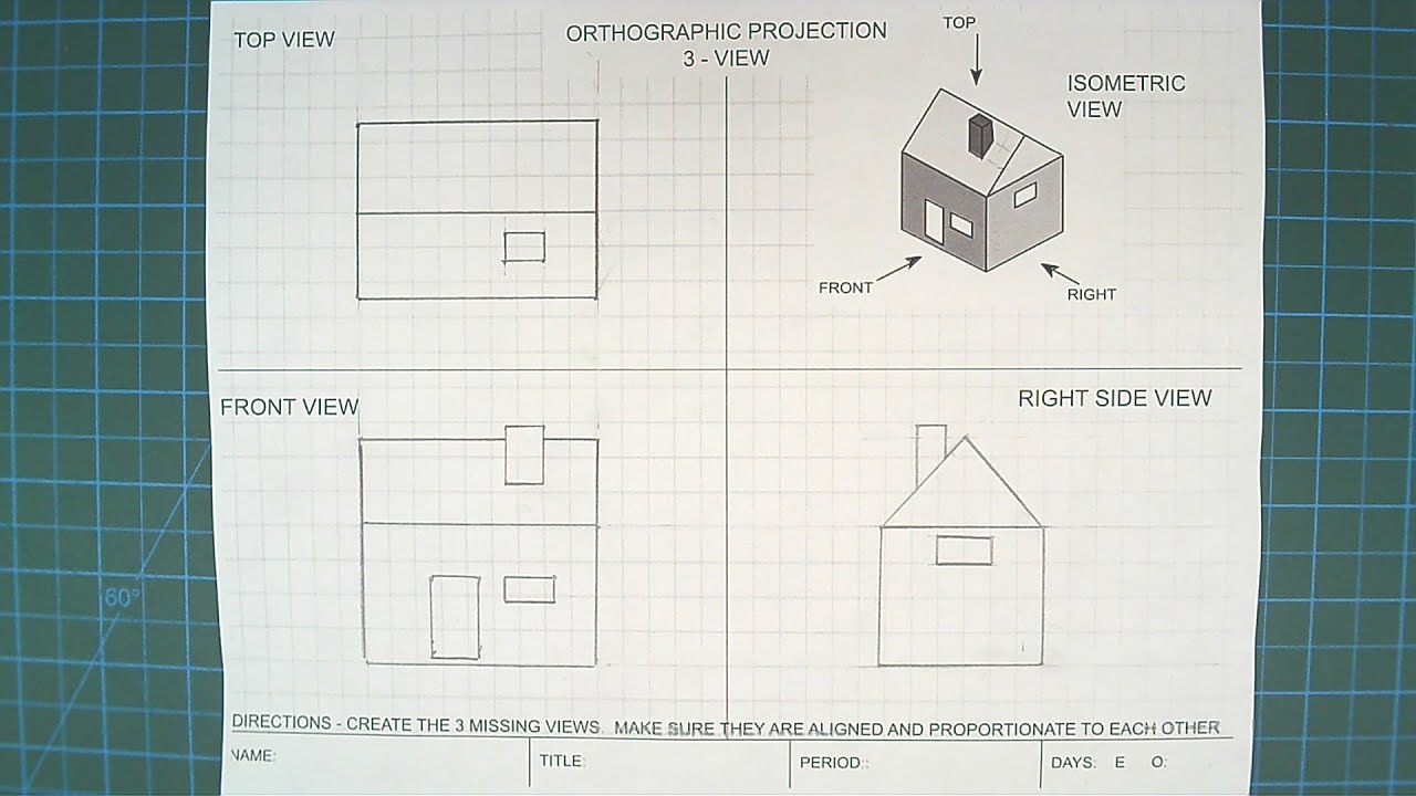 House Orthographic Projection 3 View Youtube