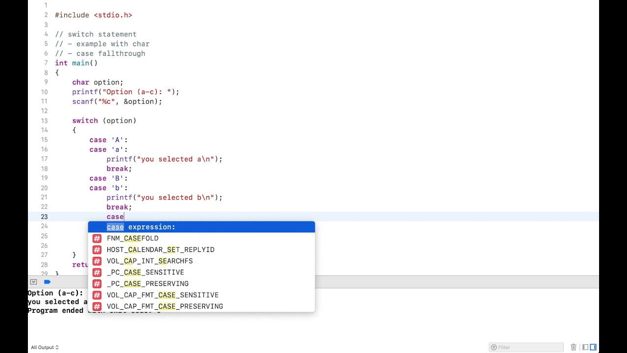 C Tutorial 12 The Switch Statement Char Youtube