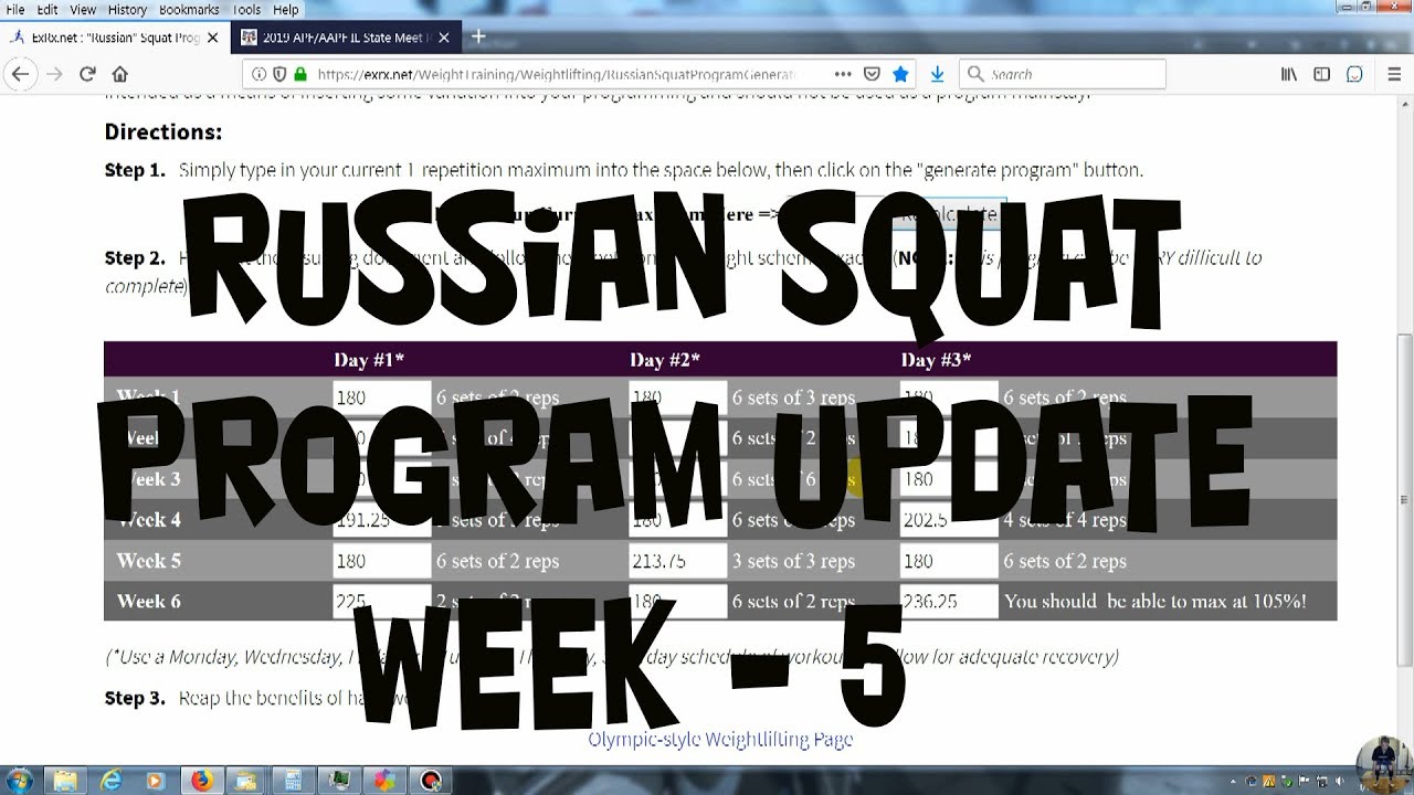 Russian Squat Program Week 5 Youtube