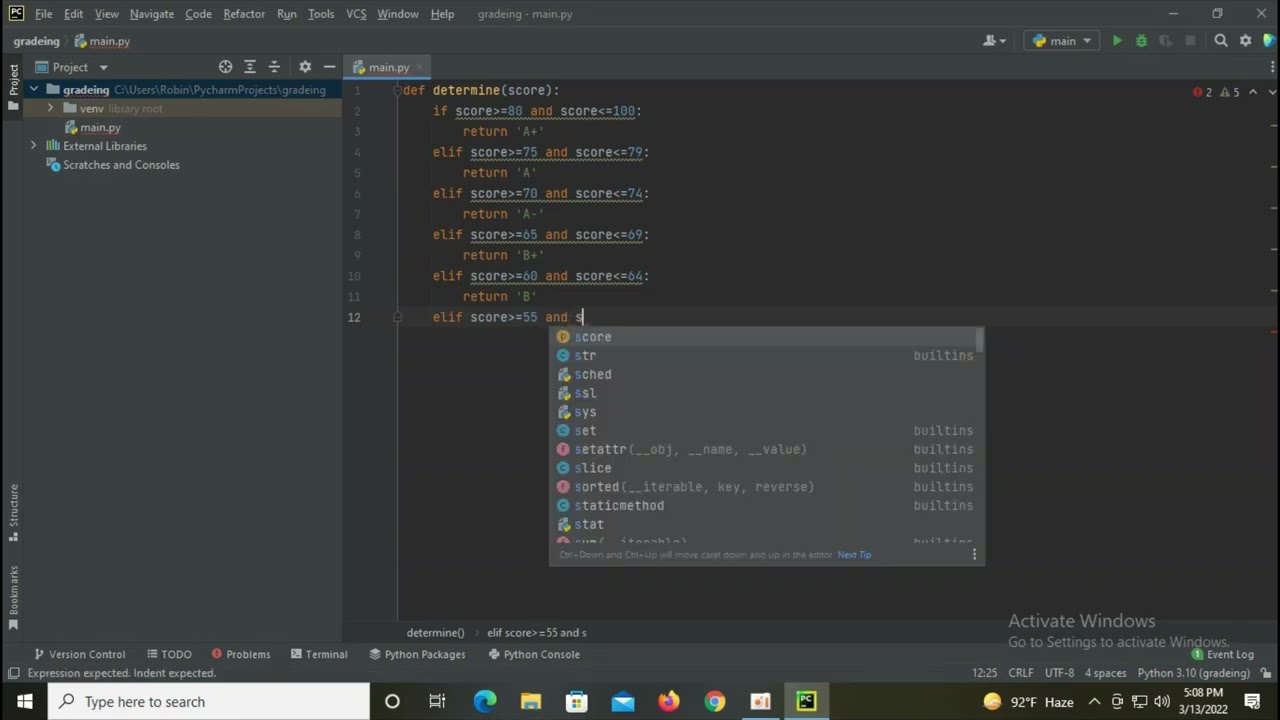 Grading System With Python Youtube