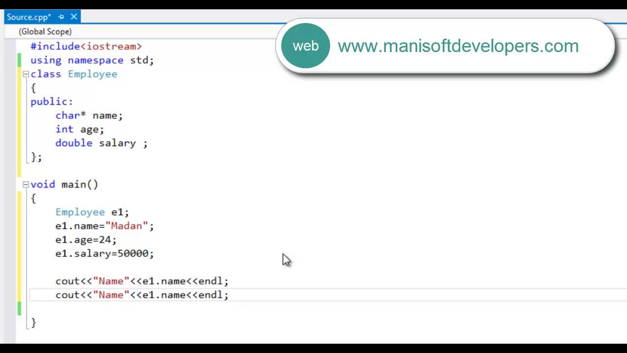 C Programming In Tamil Part 3 Class And Objects Youtube