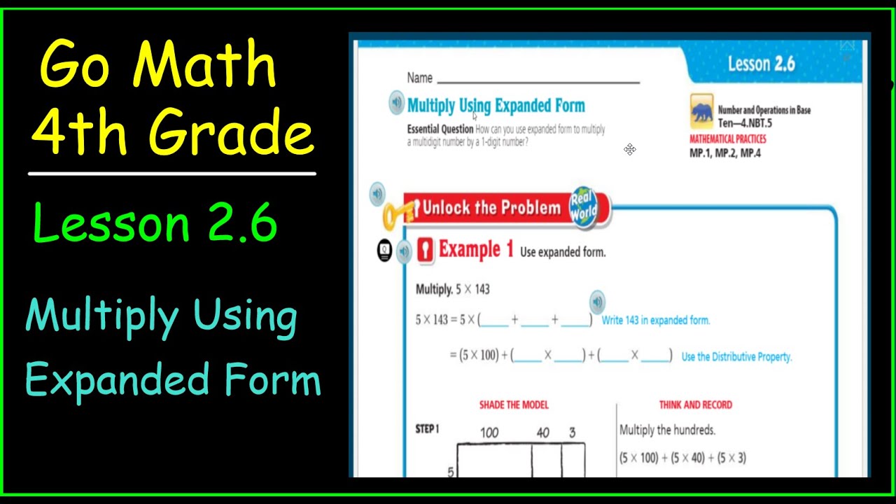 Go Math 4th Grade Lesson 2 6 Multiply Using Expanded Form Youtube