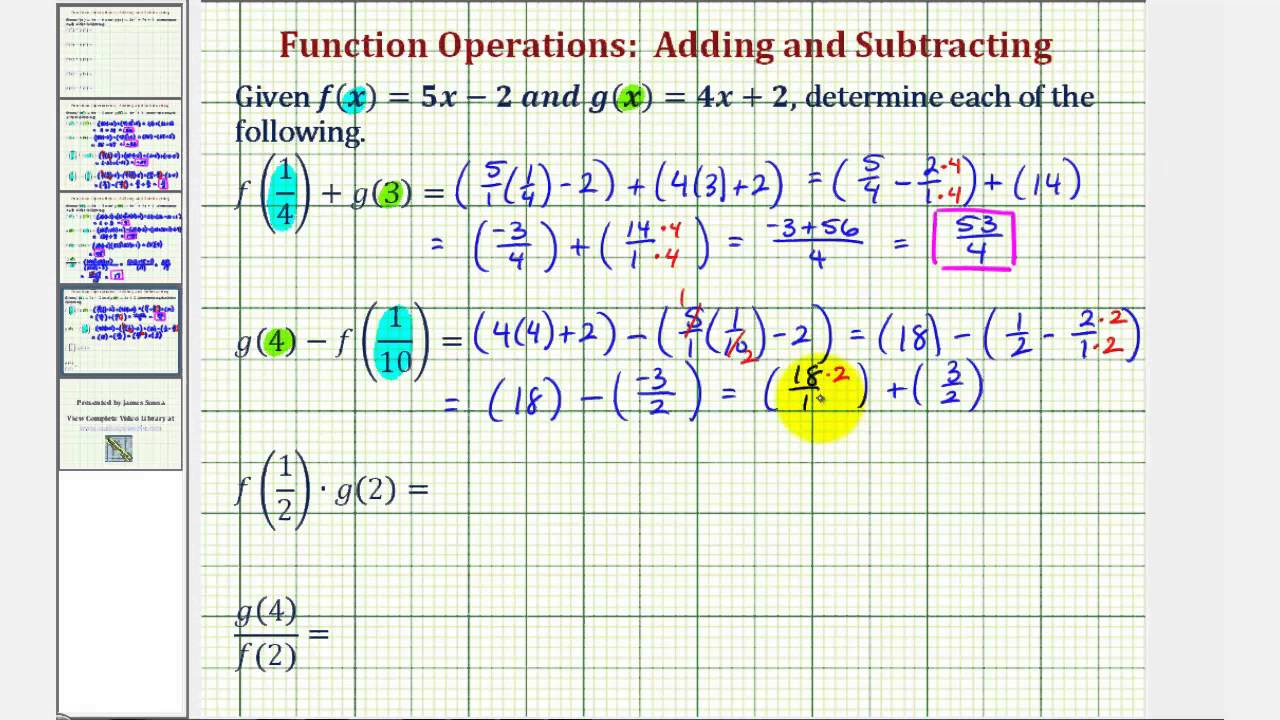 Ex 2 Function Arithmetic Add Subtract Multiply And Divide With