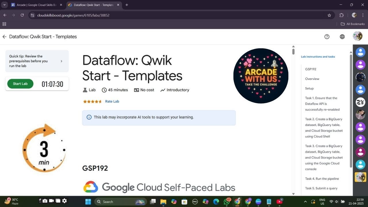 Dataflow Qwik Start Templates Gsp192 Youtube