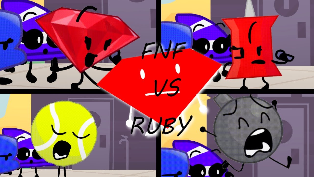 Friday Night Funkin Vs Ruby From Bfdi Or Bfb Ruby Pin Tennis Ball