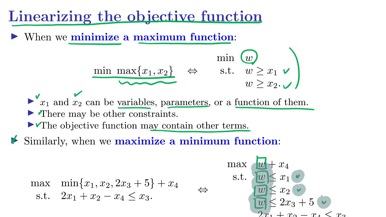 Or1 Modeling Lecture 4 Nonlinear Programming 7 Linearizing Max Min