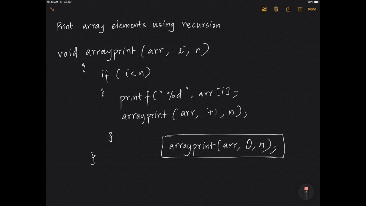 Display Array Elements Recursion Youtube