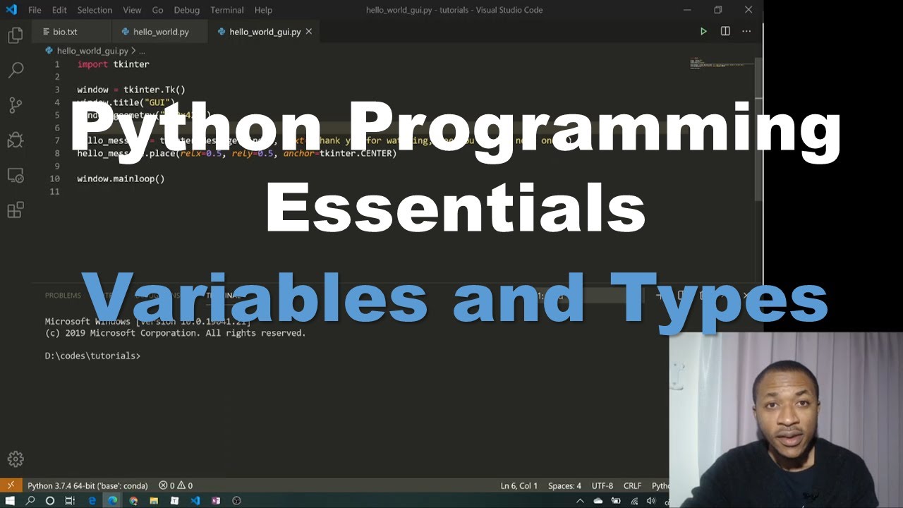 Python Variables And Types Youtube