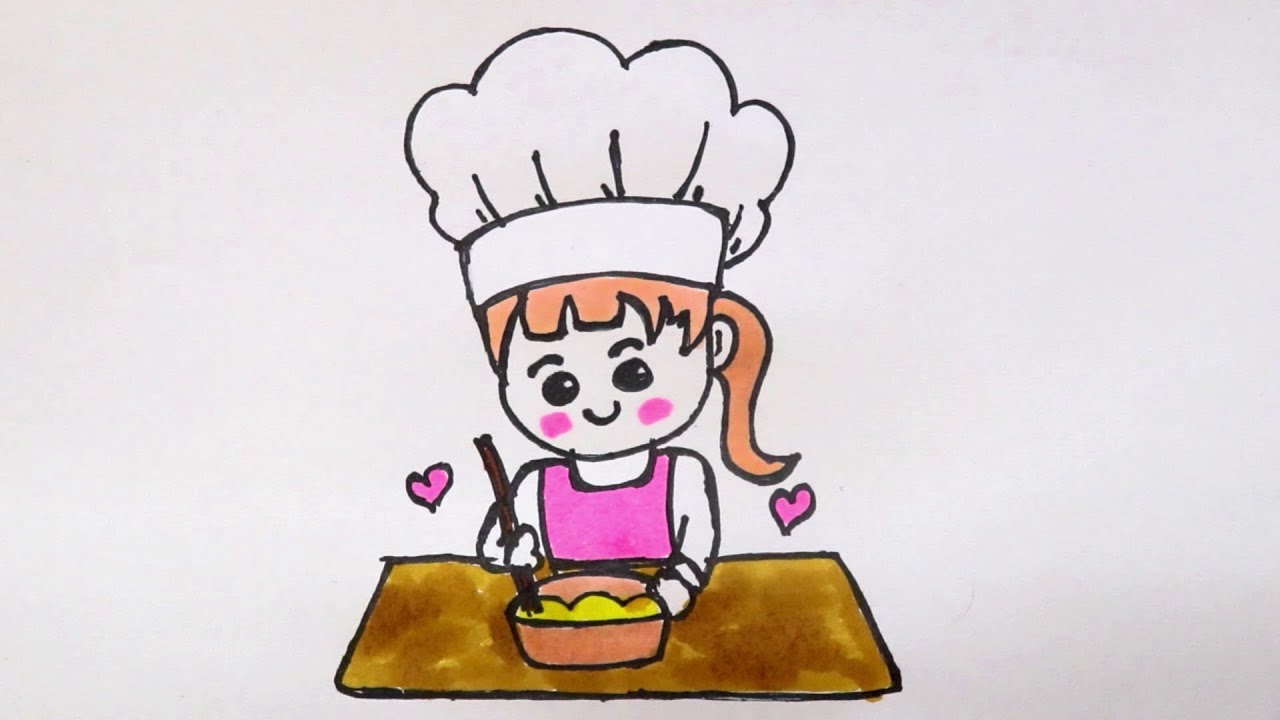 How To Draw A Girl Cooking How To Draw A Chef Youtube